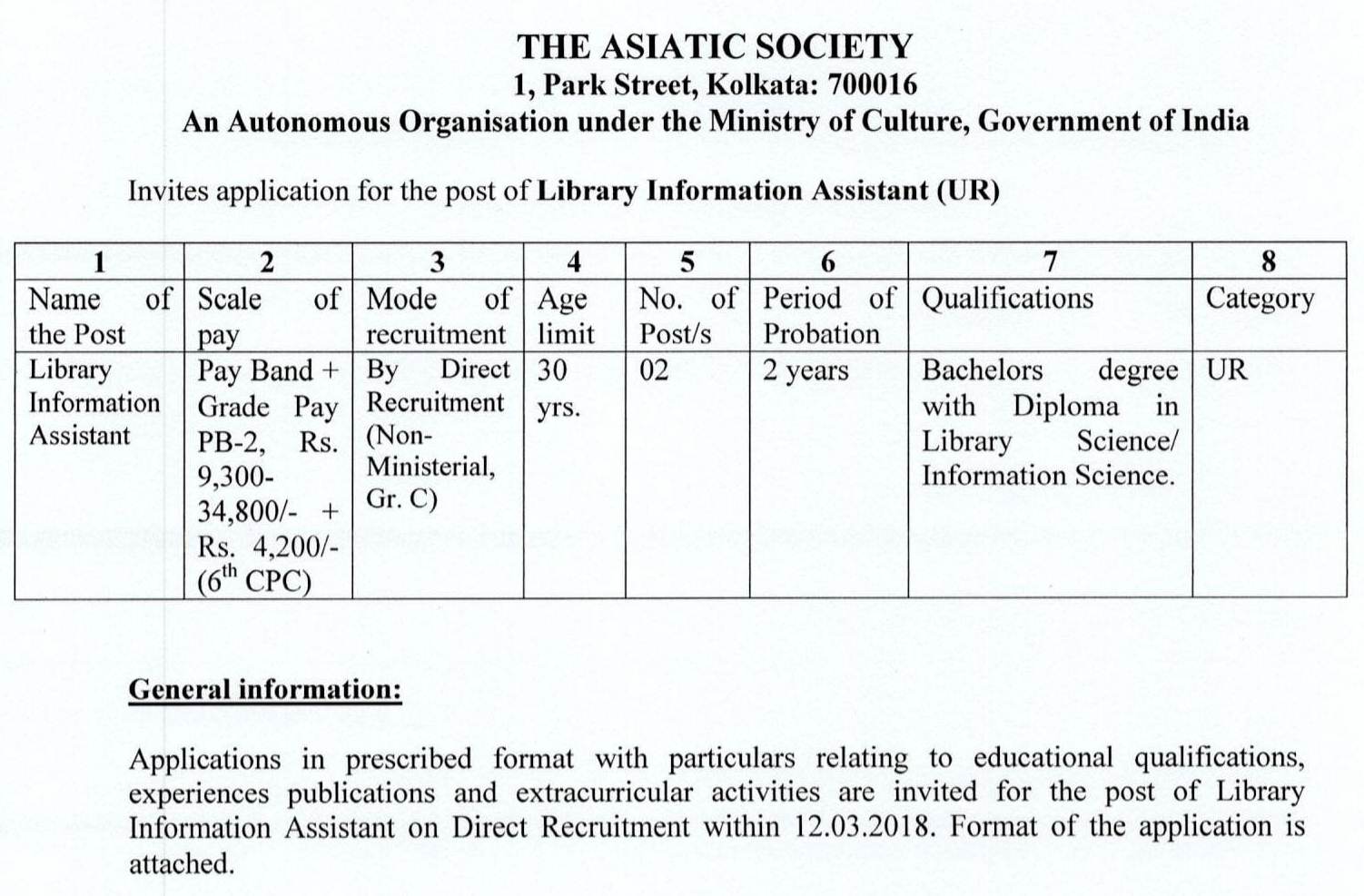 Recruitment for Librarian, Cataloguer & Library Information Assistant ...