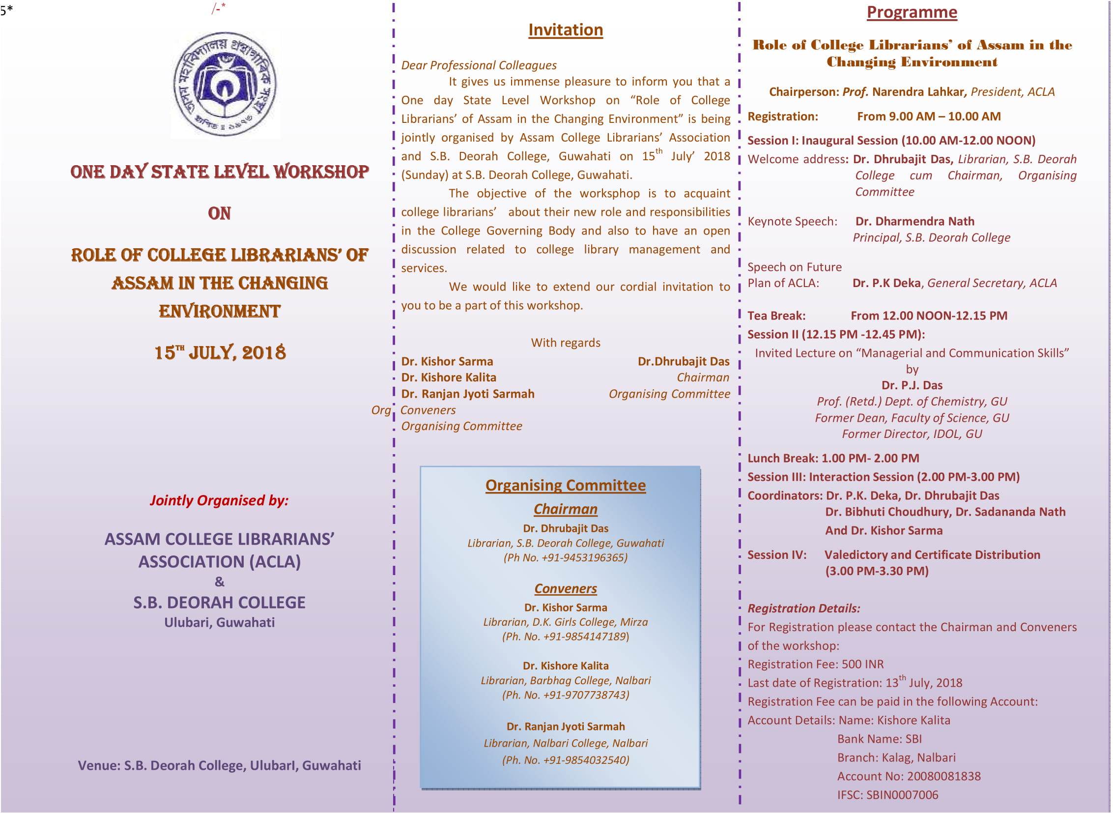 One Day State Level Workshop on “Role of College Librarian’s of Assam ...