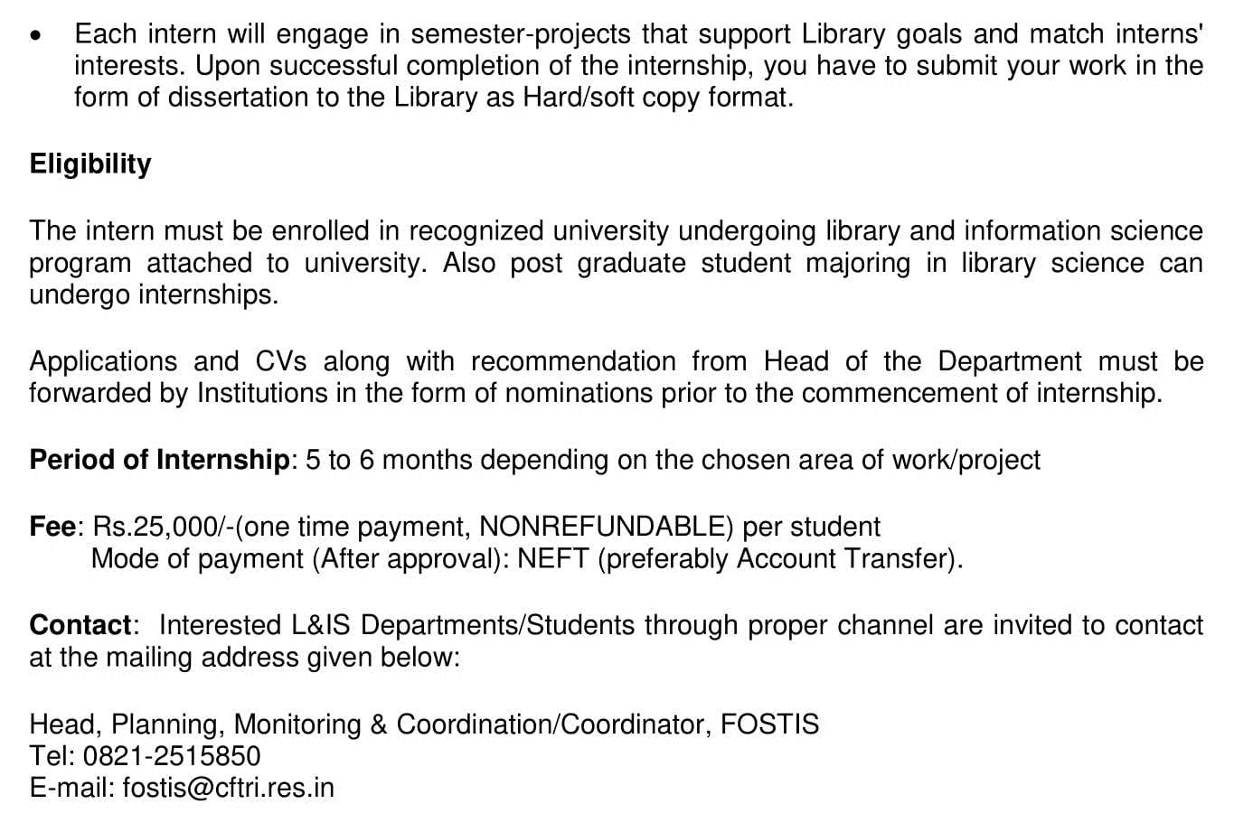 Internships for Library Science Students of other Universities ...