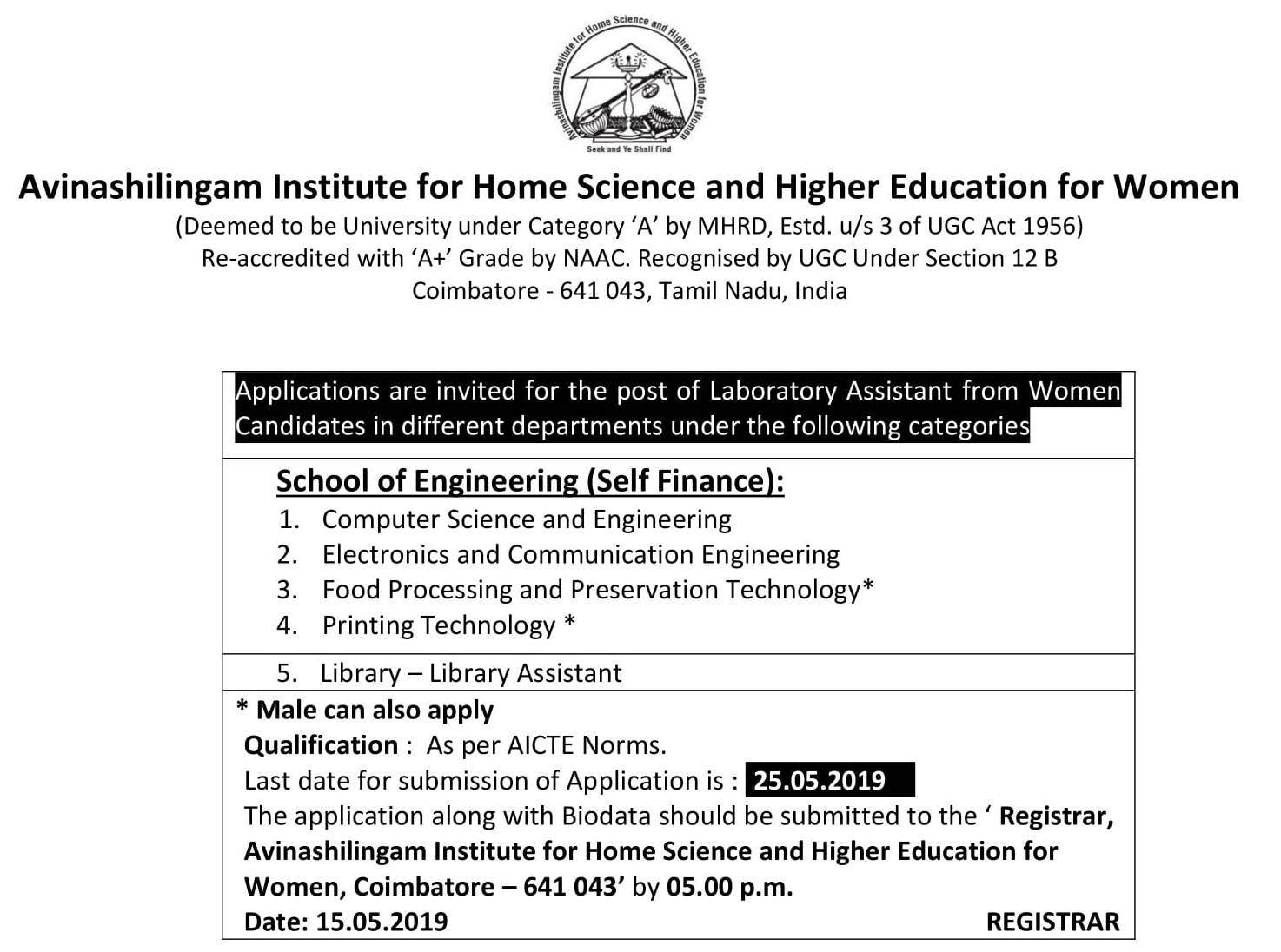 library-assistant-post-at-avinashilingam-institute-for-home-science-and